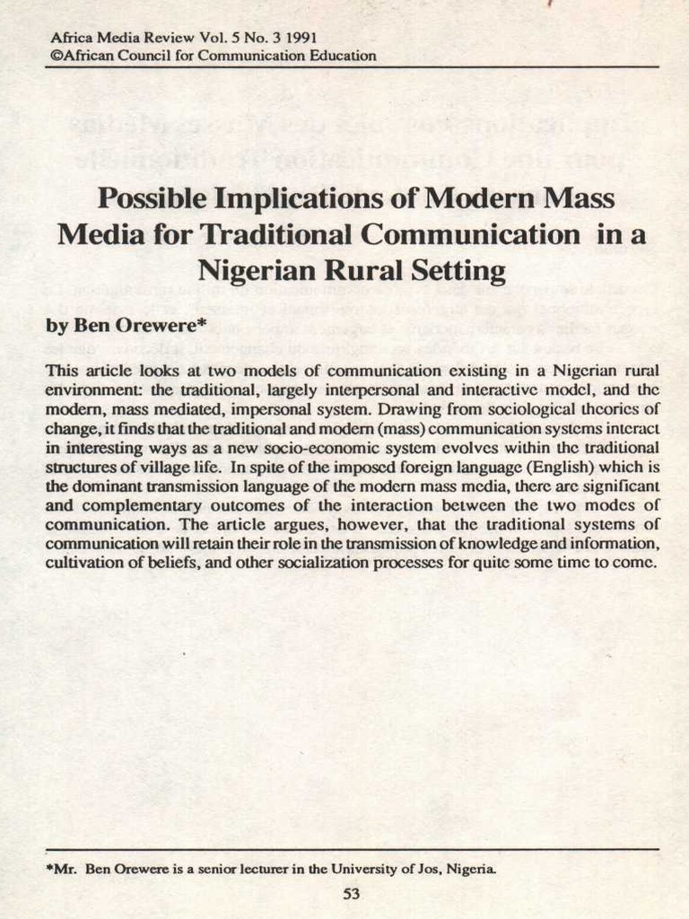 Traditional Media | PDF | Mass Media | Communication