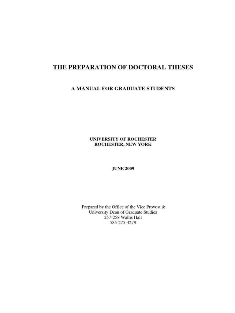 The Preparation of Doctoral Theses: A Manual For Graduate Students ...
