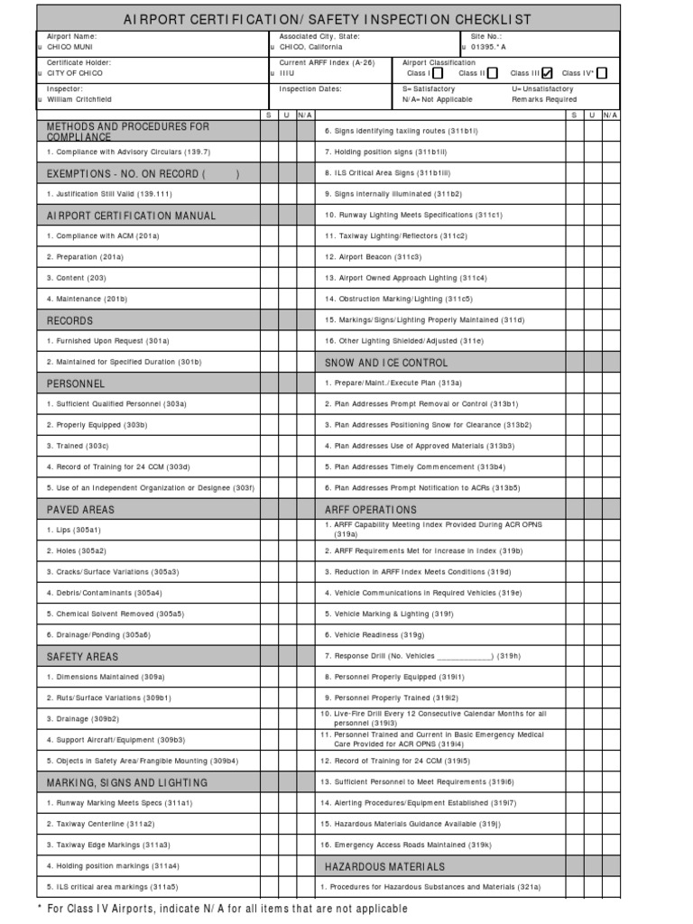FAA Airports Part 139 Checklist | PDF | Airport | Transport