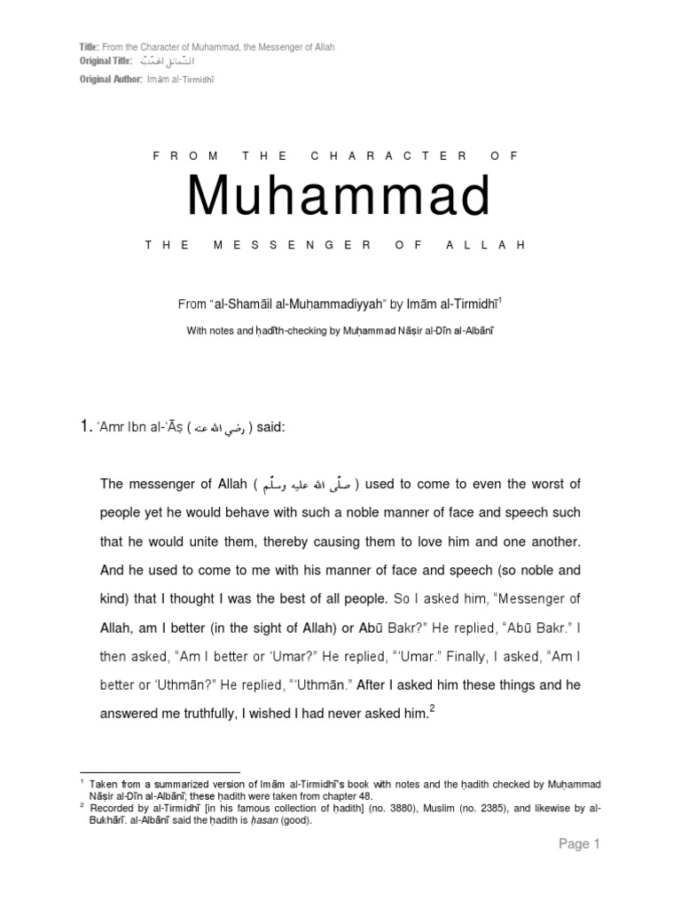 From The Character of The Prophet Muhammad - Peace and Blessings Be ...