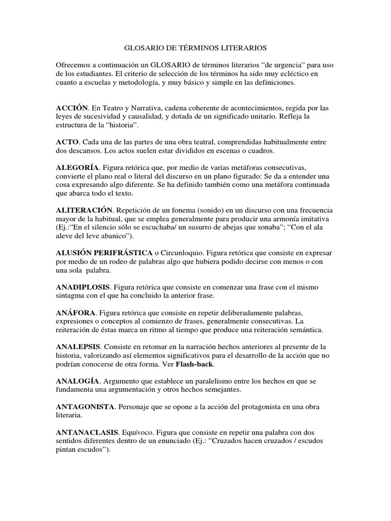 Glosario de Terminos Literarios | Narración | Metáfora