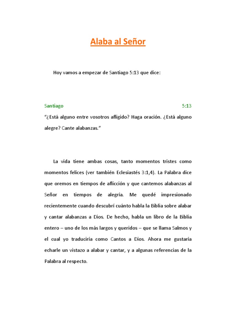 Alabando al Señor en la Biblia | PDF | Salmos | Tetragrammaton