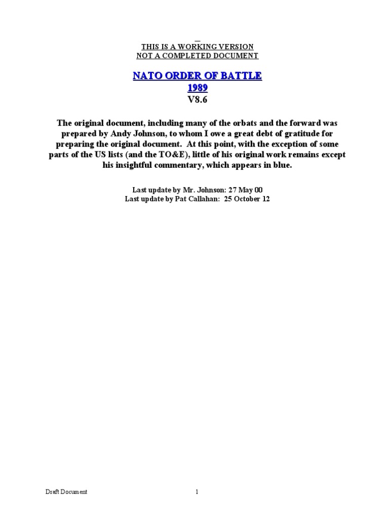 Nato Order of Battle Mod 8 | PDF | Battalion | United States Army