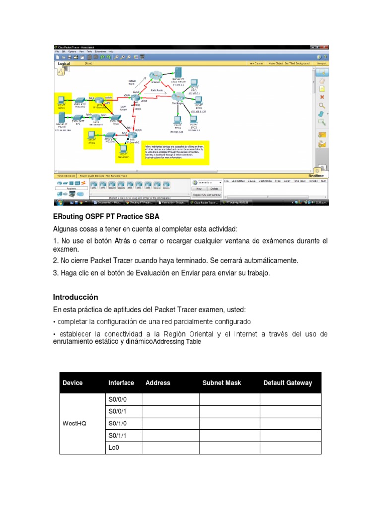 ERouting OSPF PT Practice SBA-traducido | PDF | Enrutador (Computación) | Dirección IP