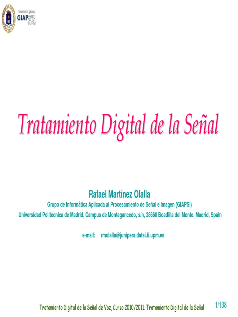 Tratamiento Digital de Señales | PDF | Muestreo (procesamiento de señal ...