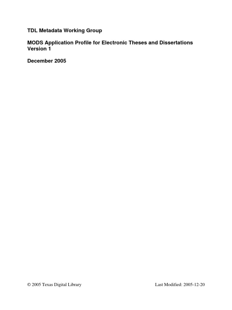 Etd Mods Profile | PDF | Patient Safety | Thesis