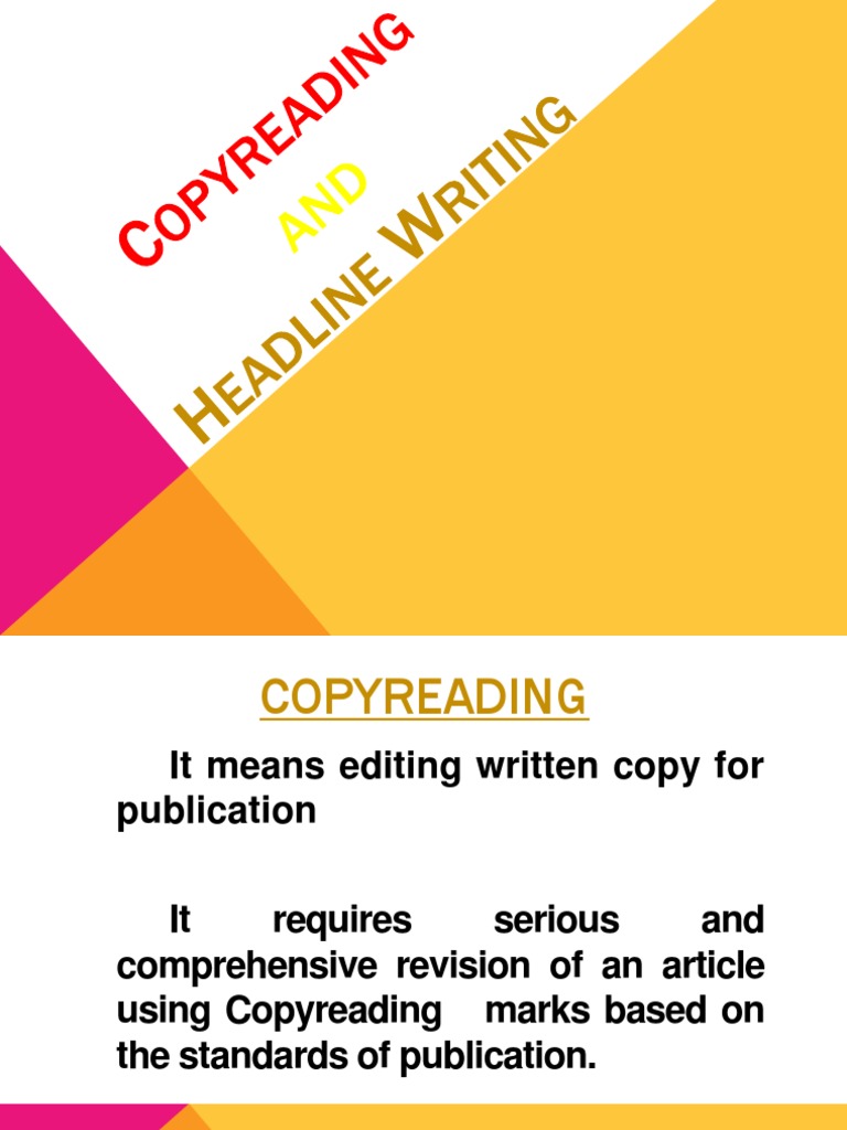 Copyreading and Headline Writing Guide | PDF | Newspapers | News