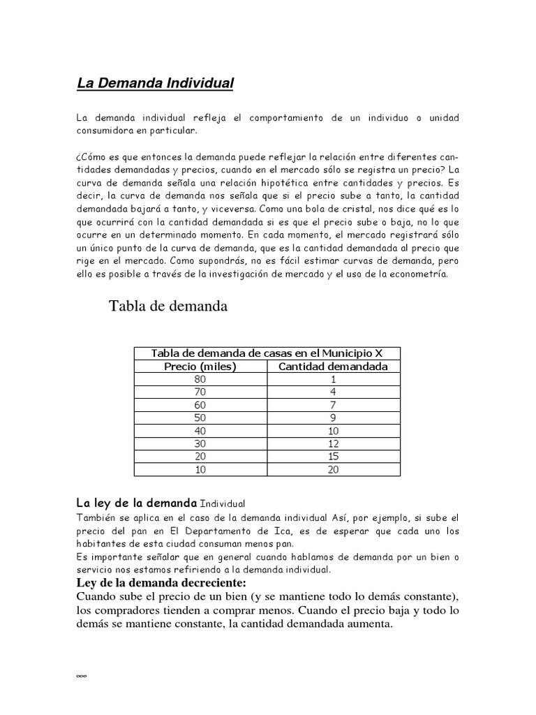 Demanda Individual | PDF | Elasticidad (economía) | Curva de demanda