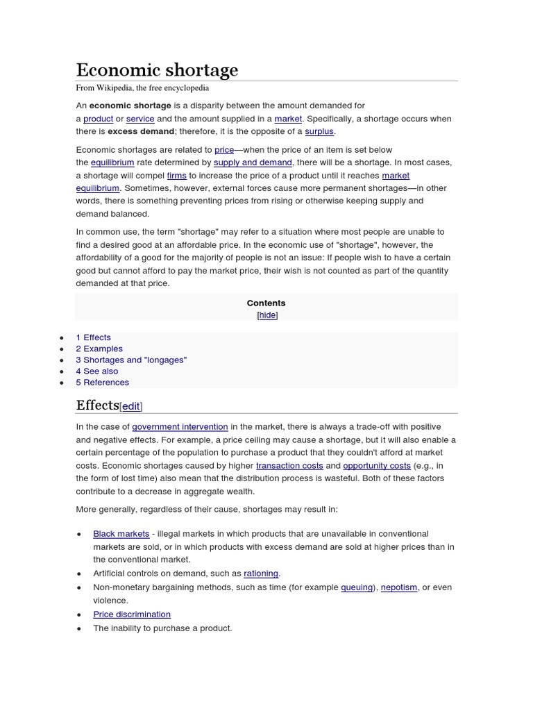 Economic Shortage | Download Free PDF | Shortage | Economic Equilibrium