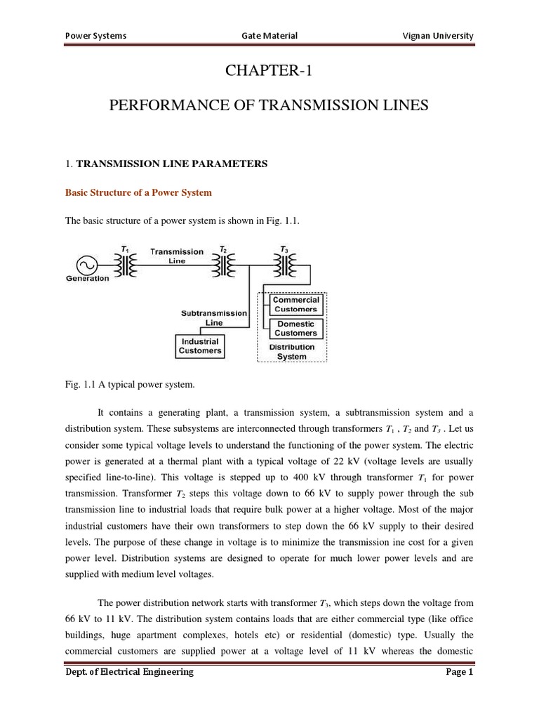 Chapter 1 | PDF | Electric Power Transmission | Electric Power Distribution