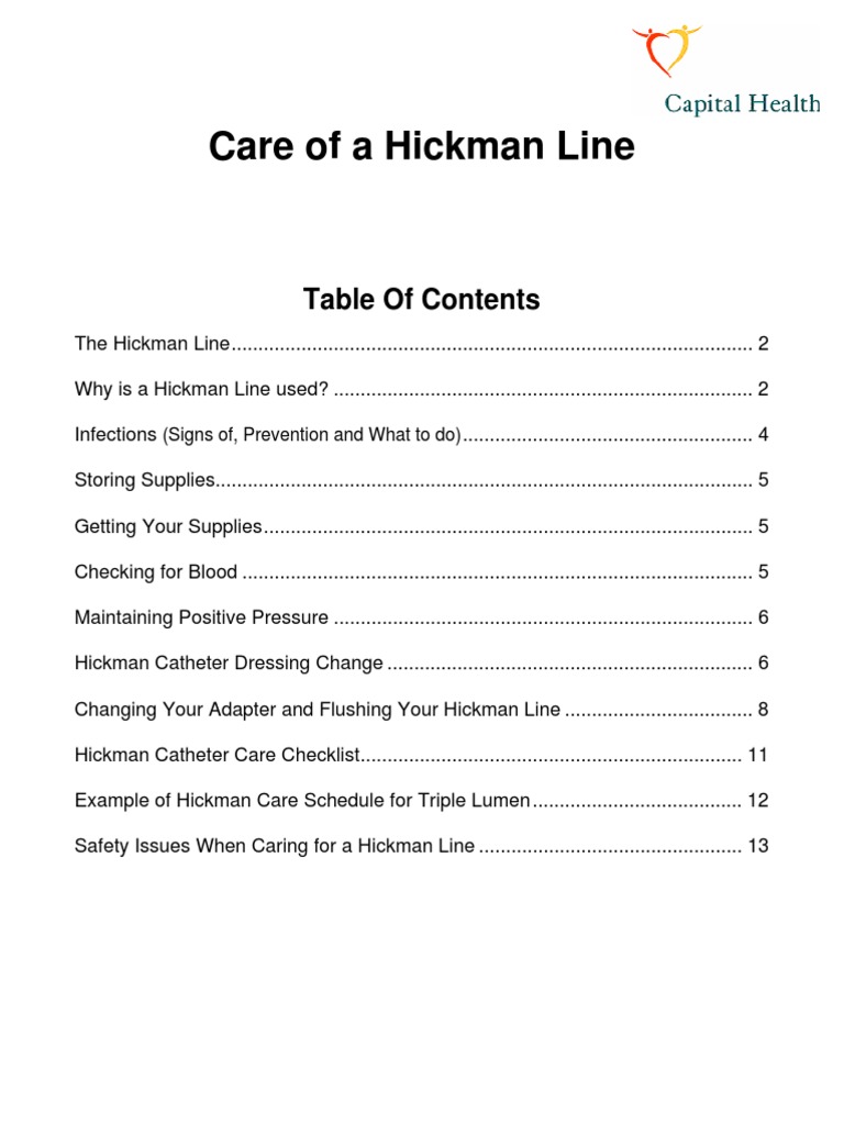 Care of A Hickman Line: (Signs Of, Prevention and What To Do) | PDF ...