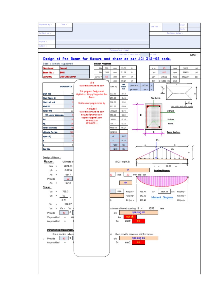 8 Design of Simply Supported RCC Beams 23052014-1 | PDF | Bending ...