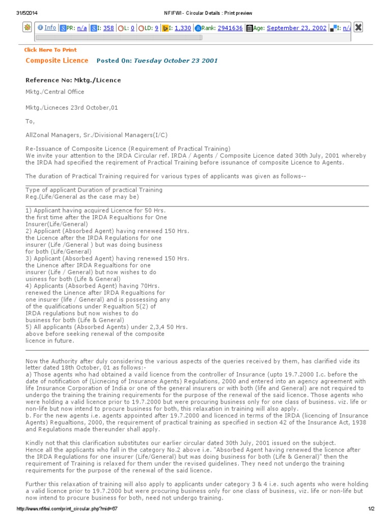 IRDA Composite Licence Training Update | PDF | Insurance | Social Institutions
