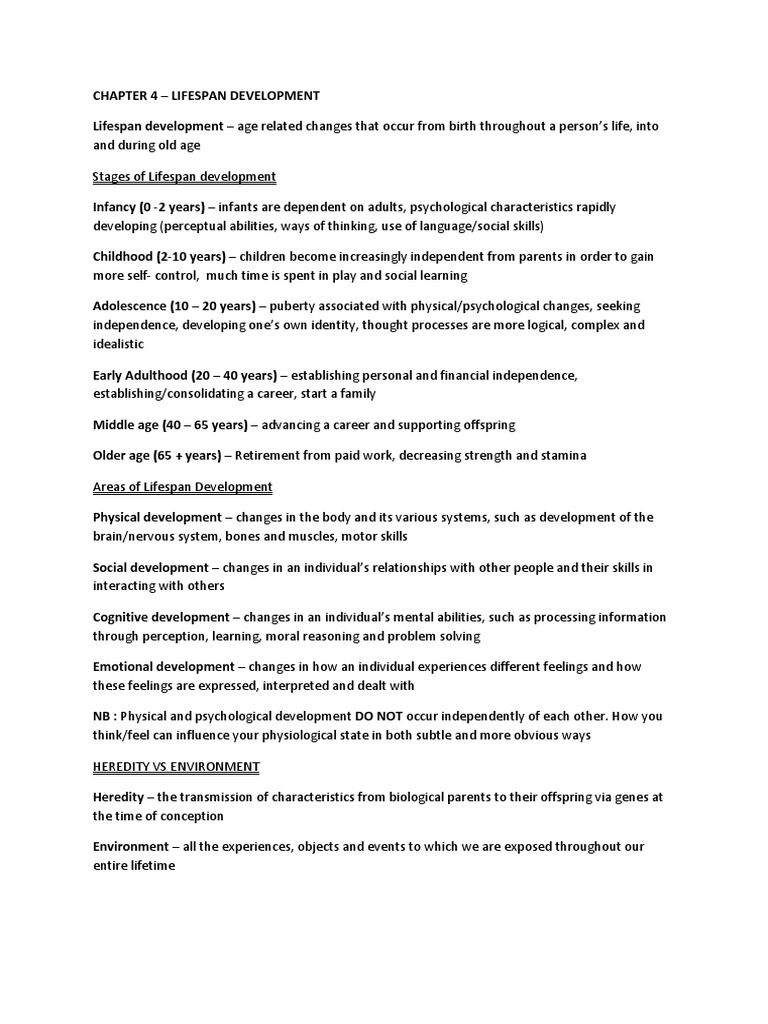 An Overview of the Key Concepts and Stages of Lifespan Development from ...