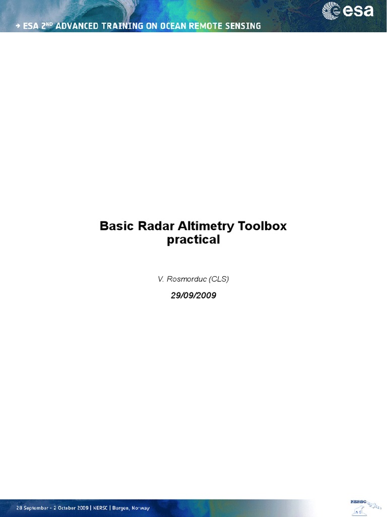 Basic Radar Altimetry Toolbox Practical: V. Rosmorduc (CLS) | PDF | Altimeter | Latitude