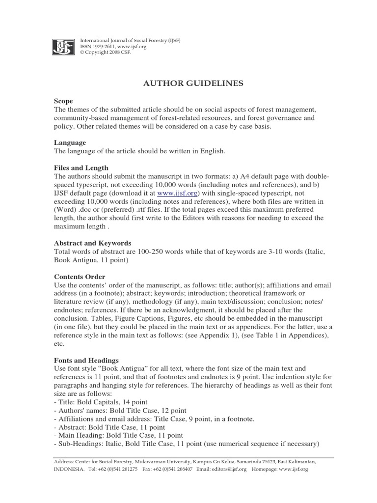 Author Guidelines | PDF | Publishing | Citation