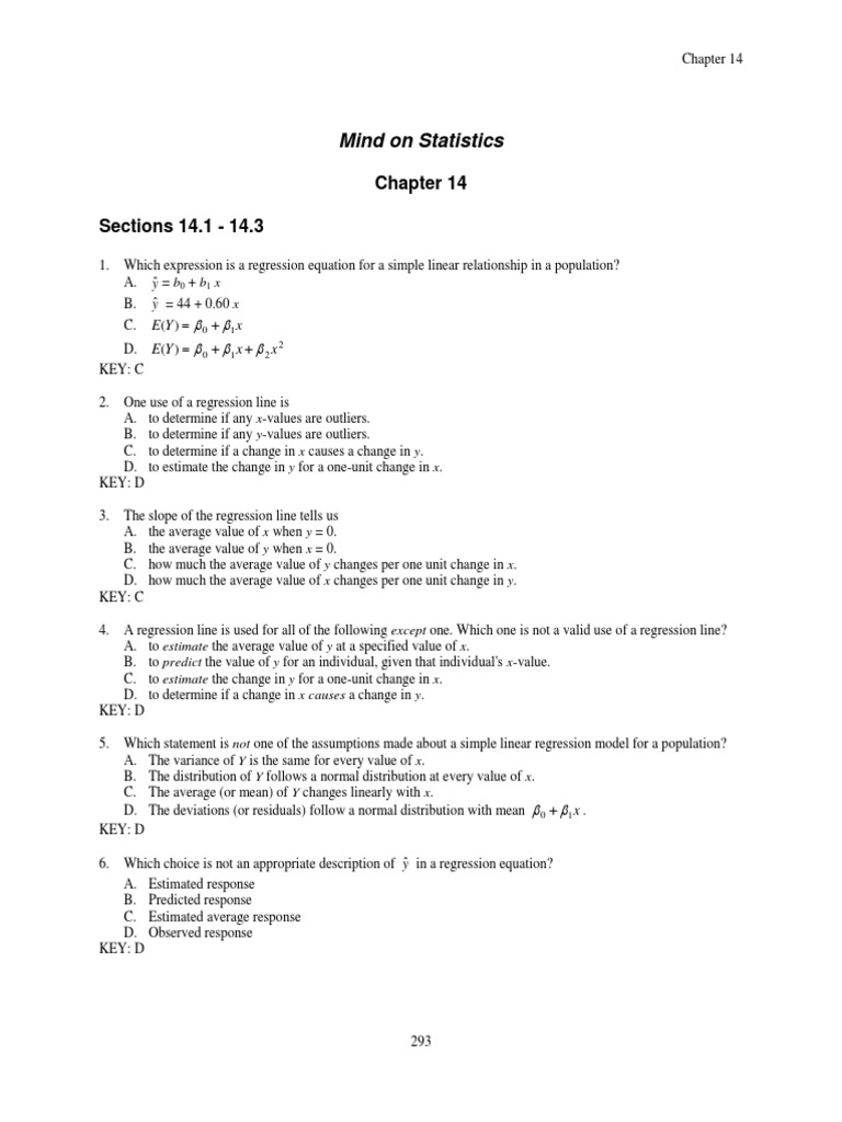 Mind On Statistics Ch14 Q | Download Free PDF | Errors And Residuals ...