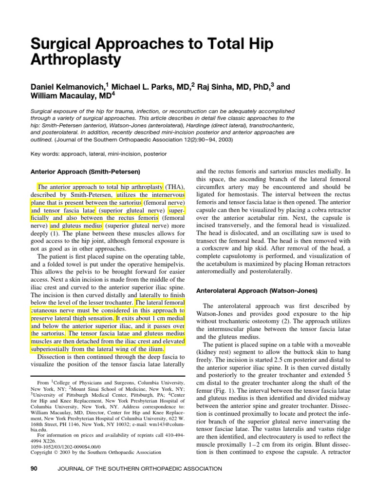 THR Surgical Approaches | PDF | Hip | Human Anatomy