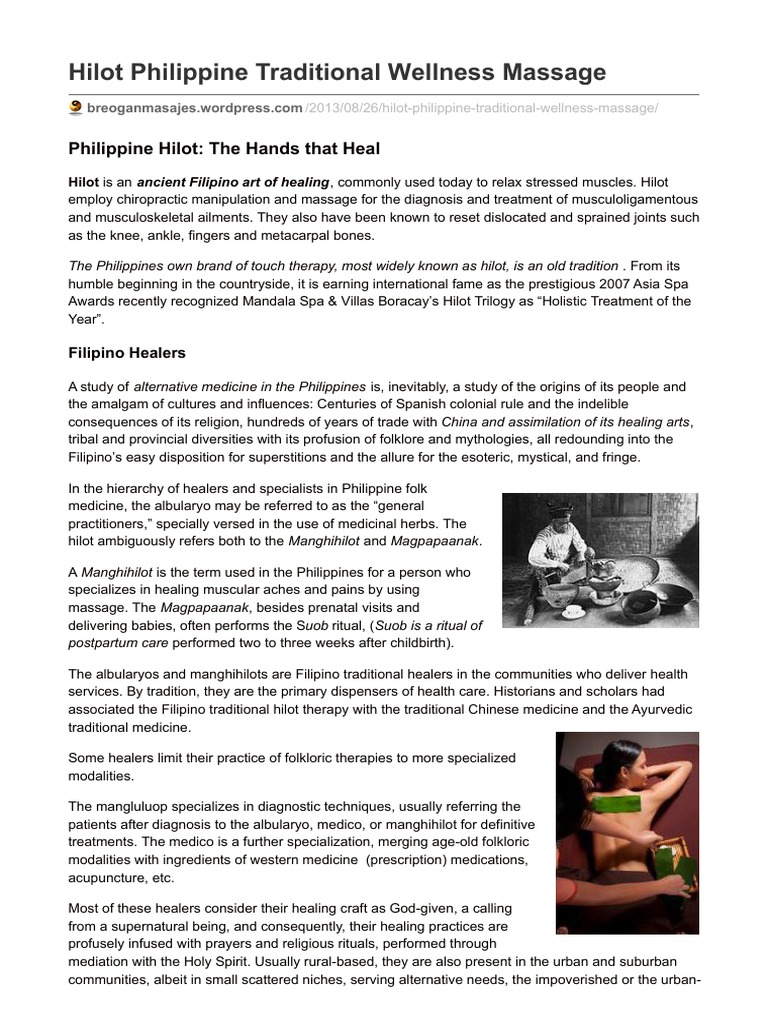Hilot: Traditional Filipino Healing Massage | PDF | Massage ...