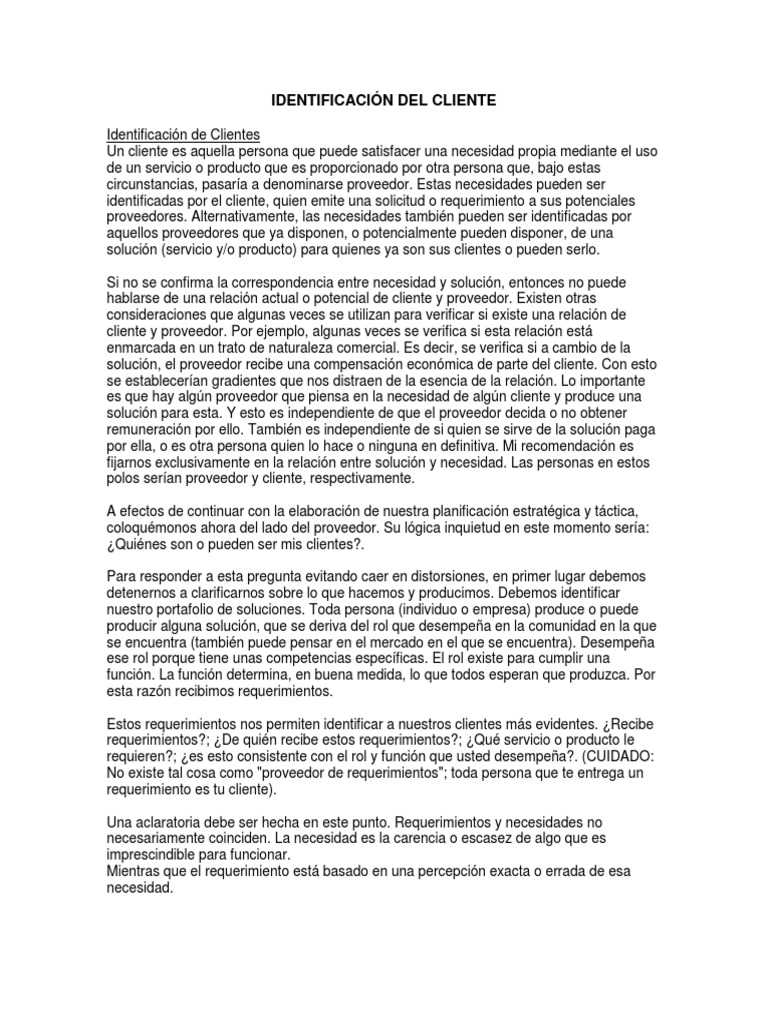 Identificacion Del Cliente | PDF | Cliente | Marketing