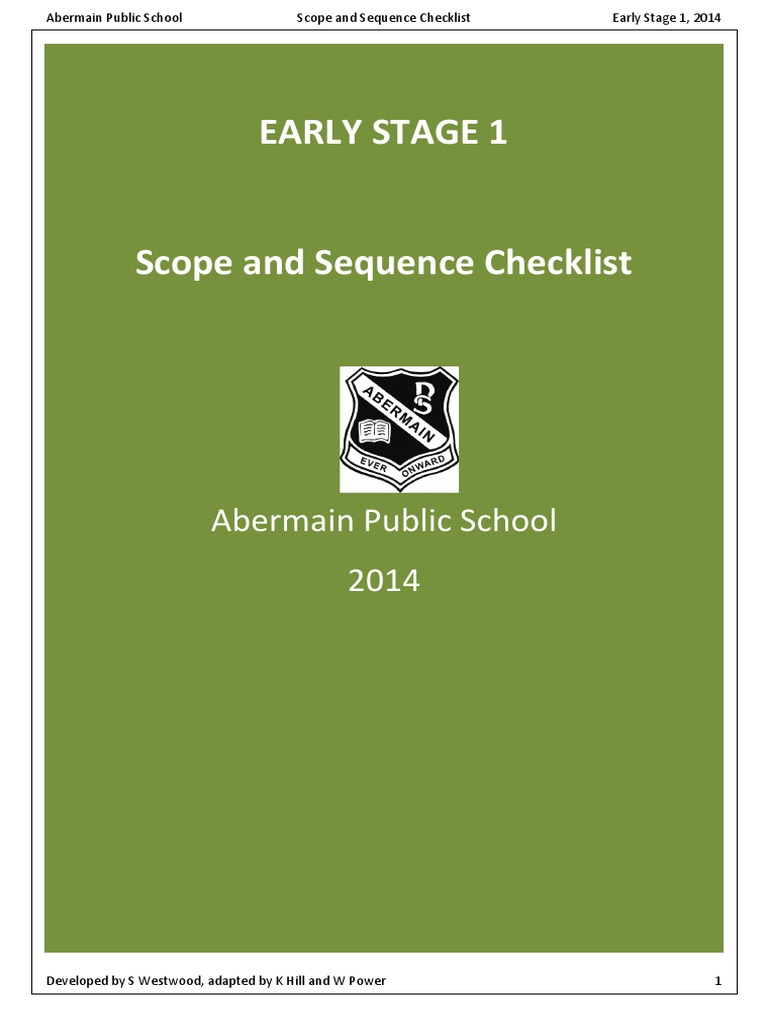 ES1 English Scope and Sequence Checklist | PDF | Syllable | Learning
