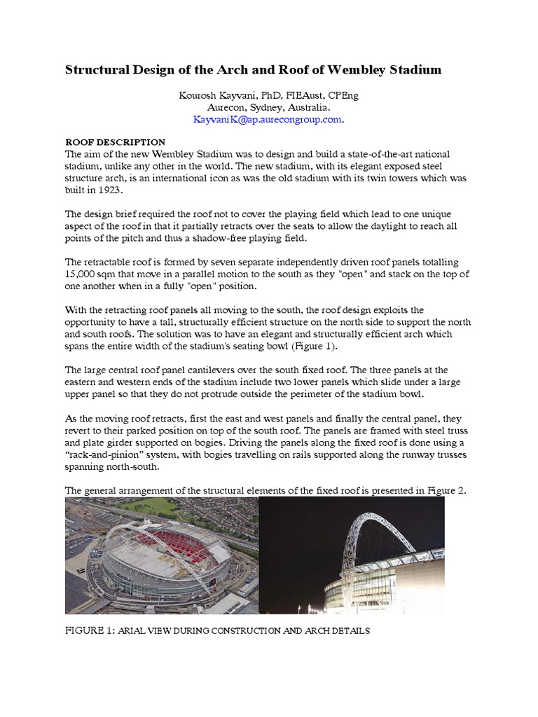 Structural Design of The Arch and Roof of Wembley Stadium | PDF | Truss ...