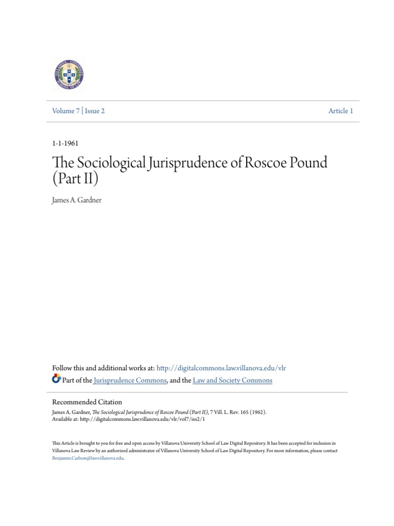 Roscoe Pound's Sociological Jurisprudence | PDF | Jurisprudence ...