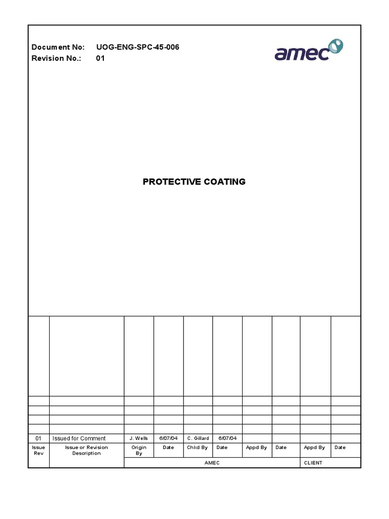 Protective Coating Guidelines UOG-ENG-SPC-45-006 | PDF | Galvanization ...
