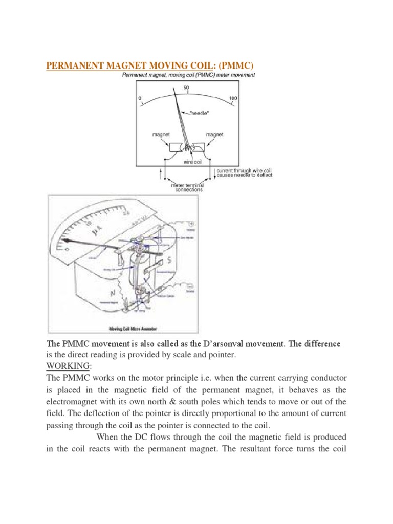 Permanent Magnet Moving Coil: (PMMC) | PDF | Electric Current | Physics