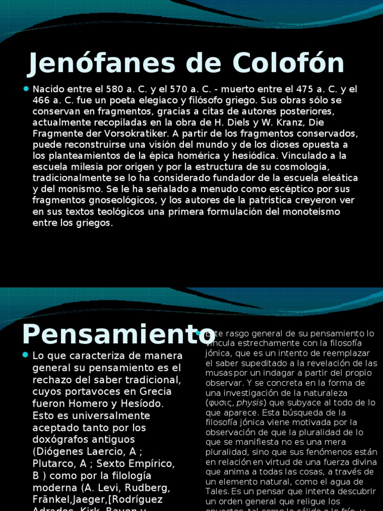 Jenófanes de Colofón | PDF | Science | Ciencia filosófica