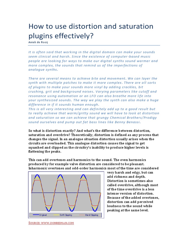 How To Use Distortion and Saturation Plugins Effectively | PDF ...