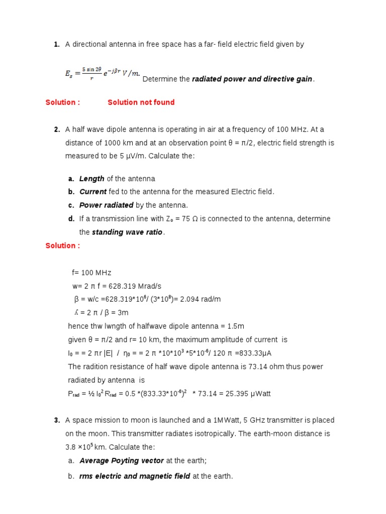 Antenna - Solutions | PDF | Antenna (Radio) | Transmitter