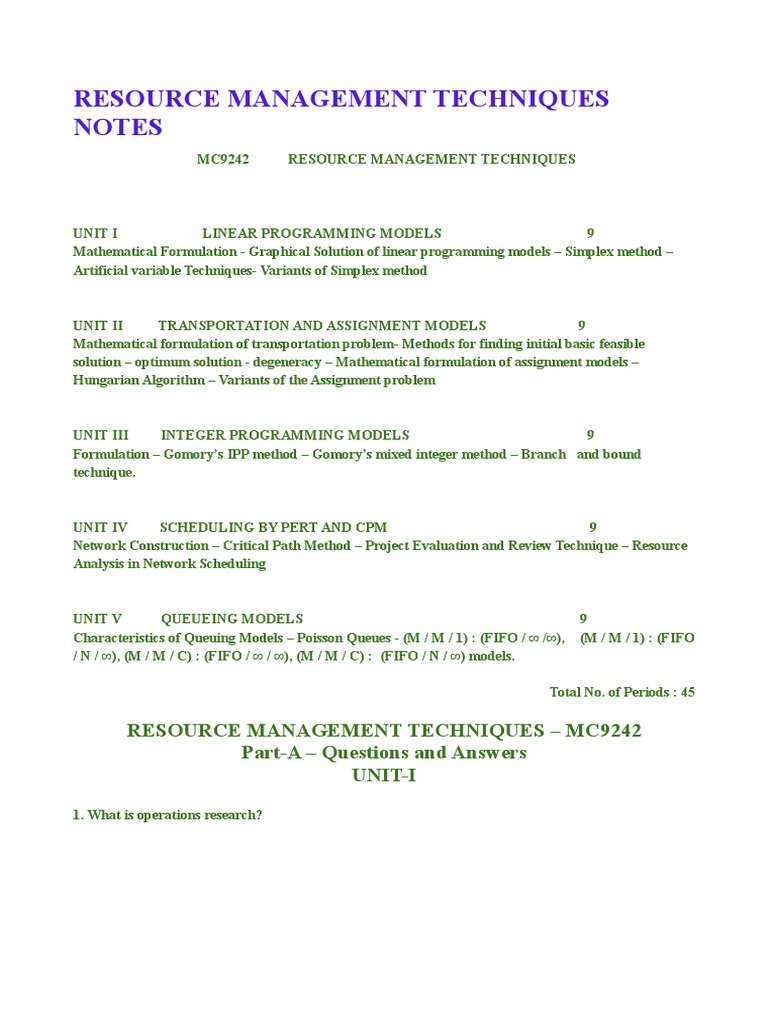 RMT 2 Marks | PDF | Systems Theory | Systems Engineering