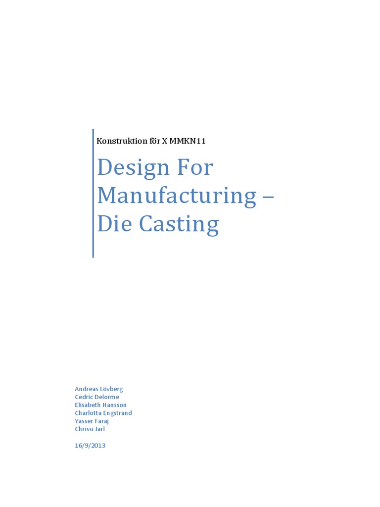 Die Casting | PDF | Casting (Metalworking) | Screw