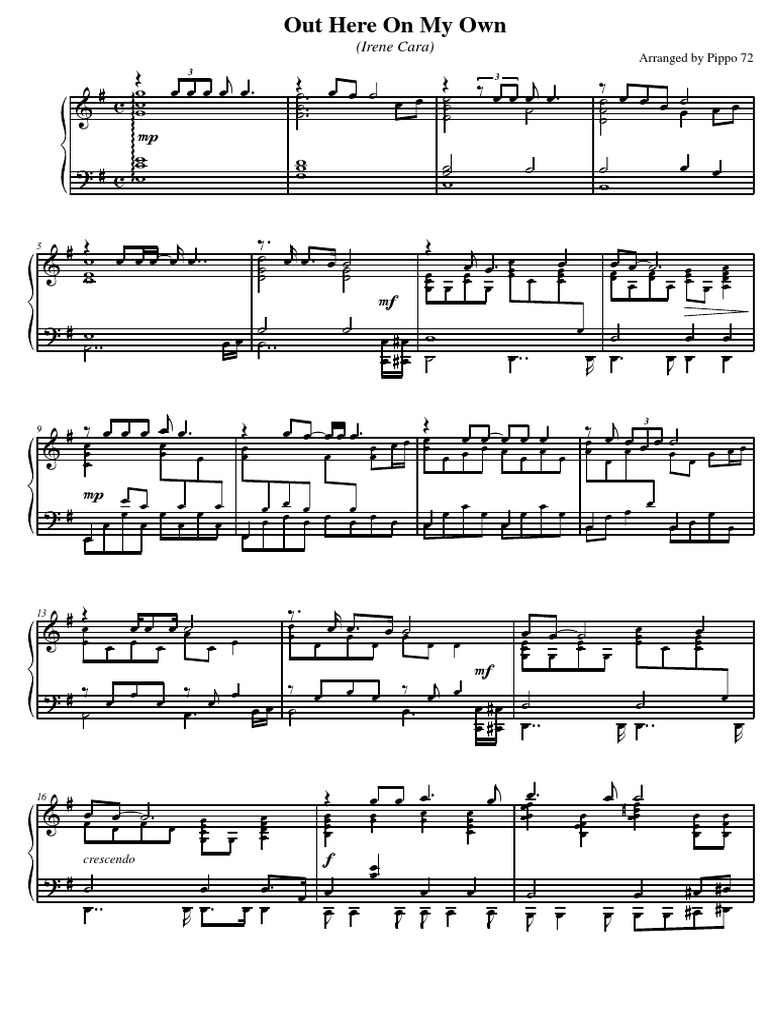 Out Here On My Own (Irene Cara) | PDF
