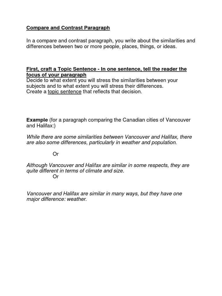 Compare and Contrast Paragraph | PDF | English Language | Paragraph