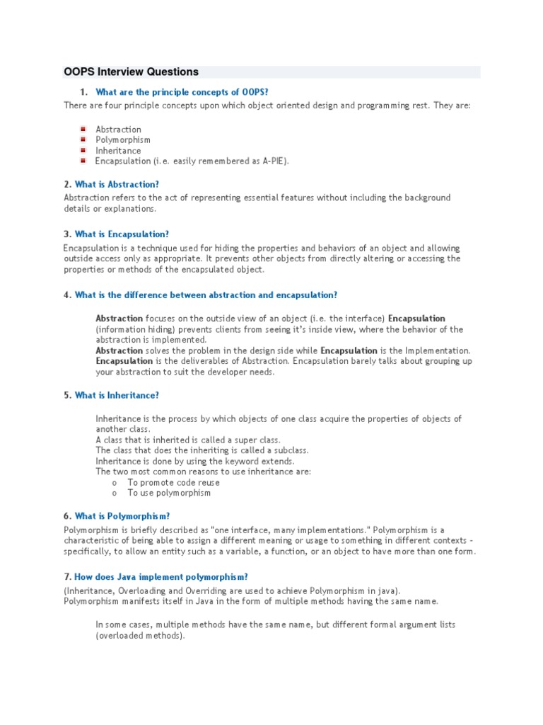 Basic Interview Question | PDF | Method (Computer Programming) | Class ...
