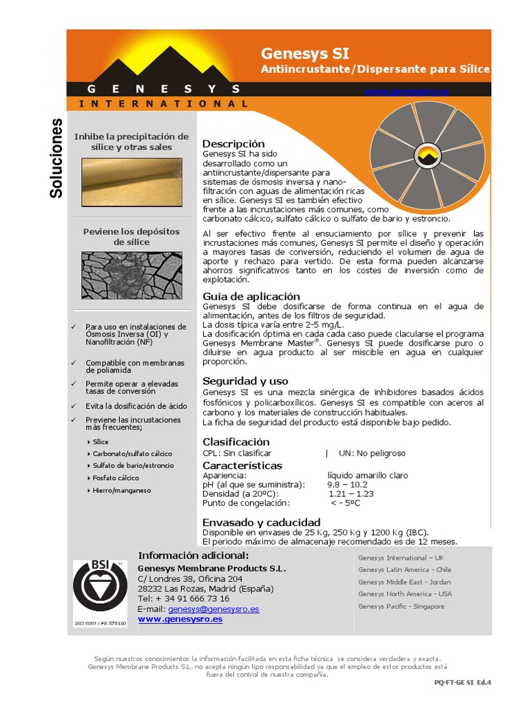 Genesys SI Spa Ed4 | PDF | Ósmosis | Calcio