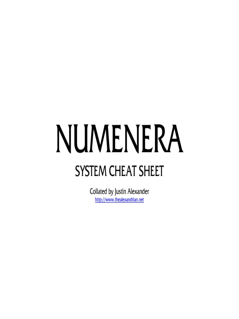 Numenera Cheat Sheet Final | PDF | Armour | Lighting