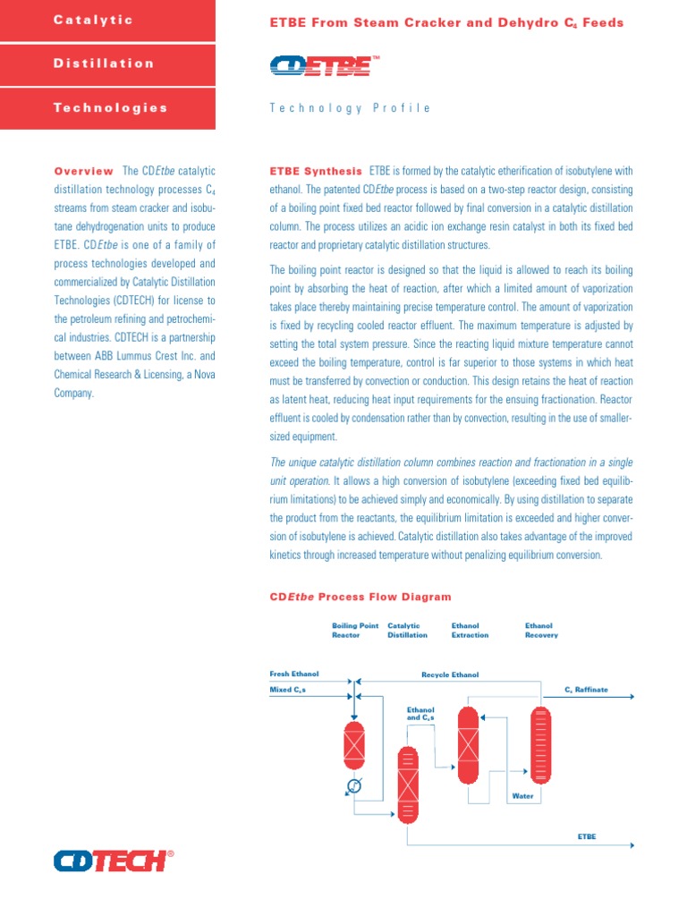 CDEtbe Technology Profile | PDF | Distillation | Chemical Reactor