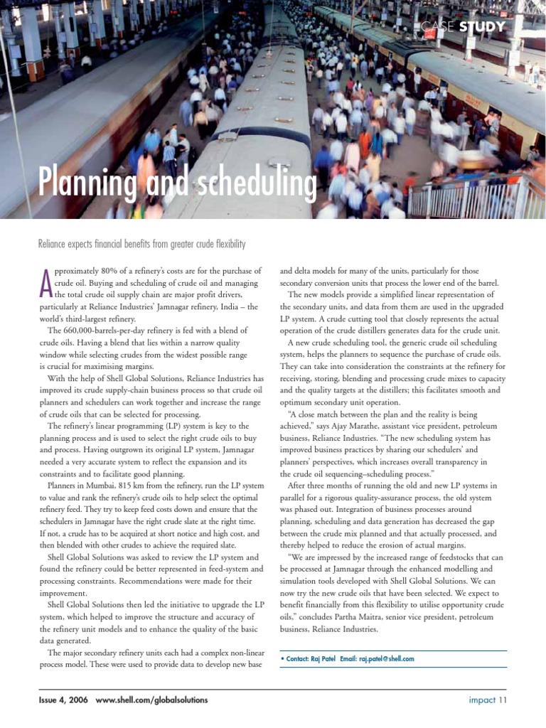Planning and Scheduling: Case Study | PDF | Oil Refinery | Petroleum