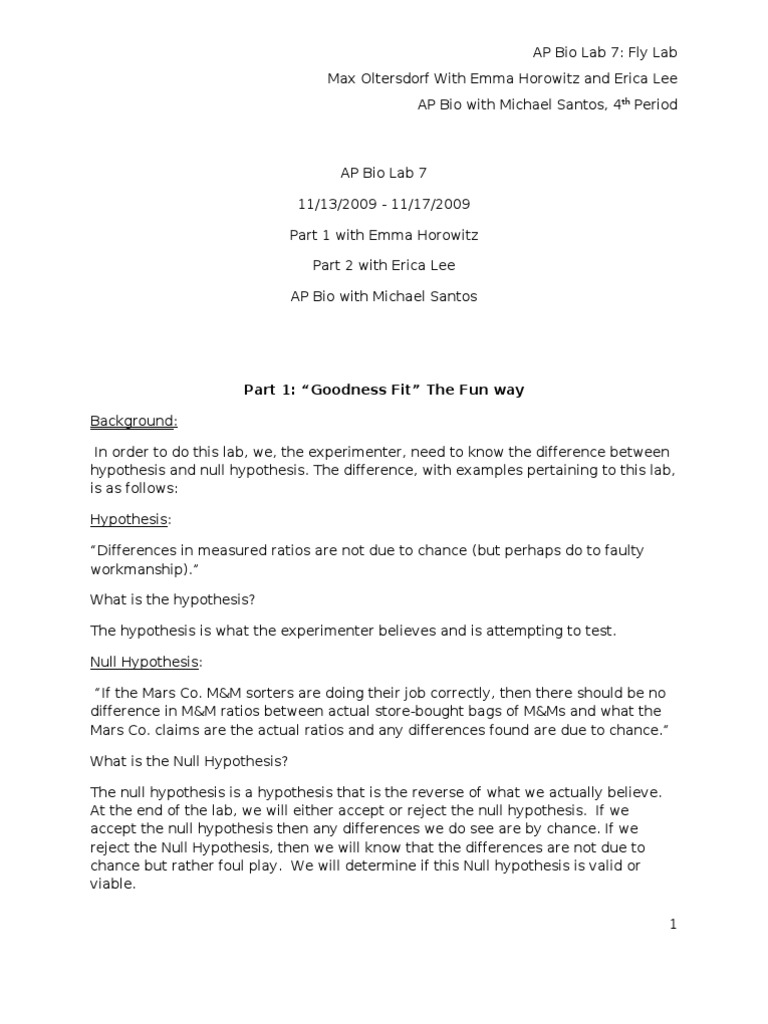 AP Bio Lab 7 | PDF | Null Hypothesis | Chi Squared Test