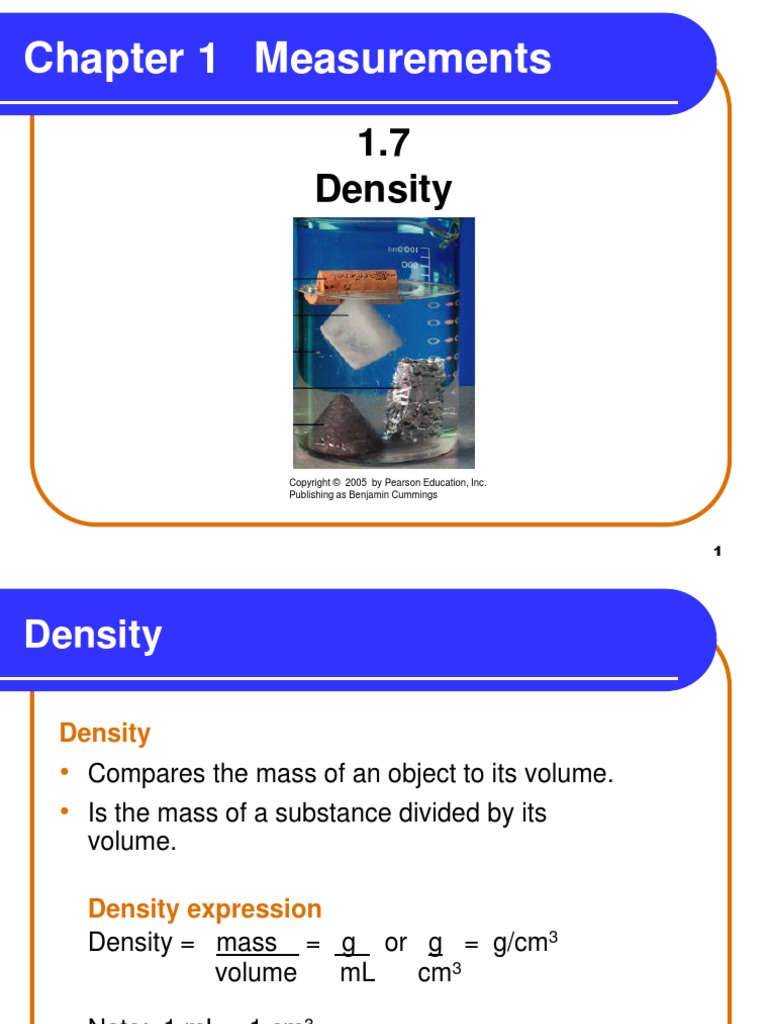 Chapter 1 Measurements: 1.7 Density | Download Free PDF | Litre | Density
