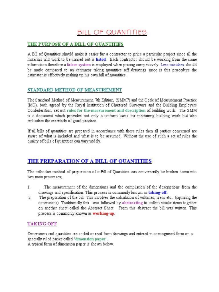 BOQ Procedure - SJF 1995 | PDF | Water Heating | Measurement