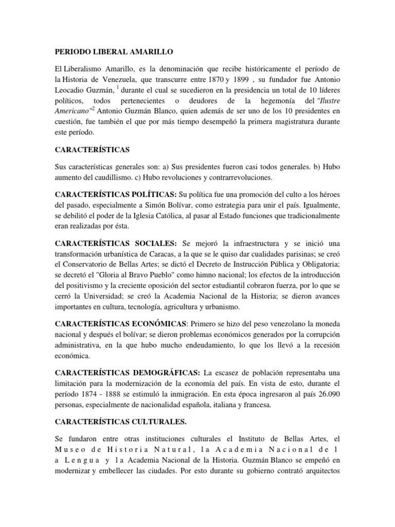 Liberalismo Amarillo en Venezuela (1870-1899) | PDF | Venezuela | Science