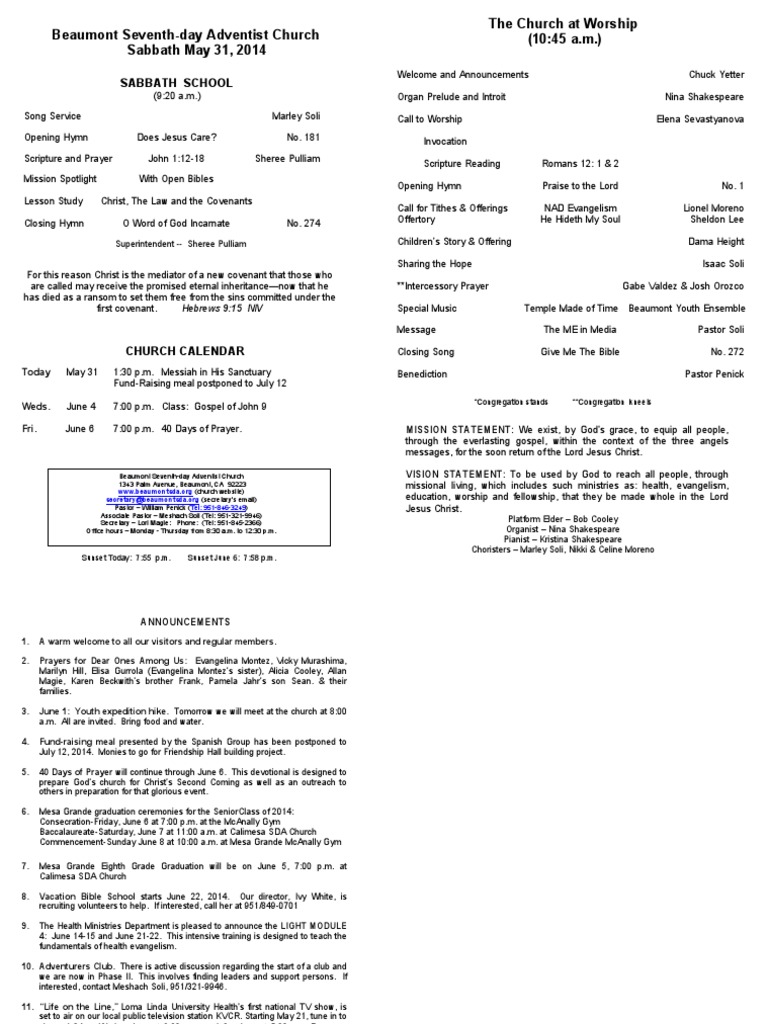 Sabbath School: Superintendent - Sheree Pulliam | PDF | Seventh Day ...