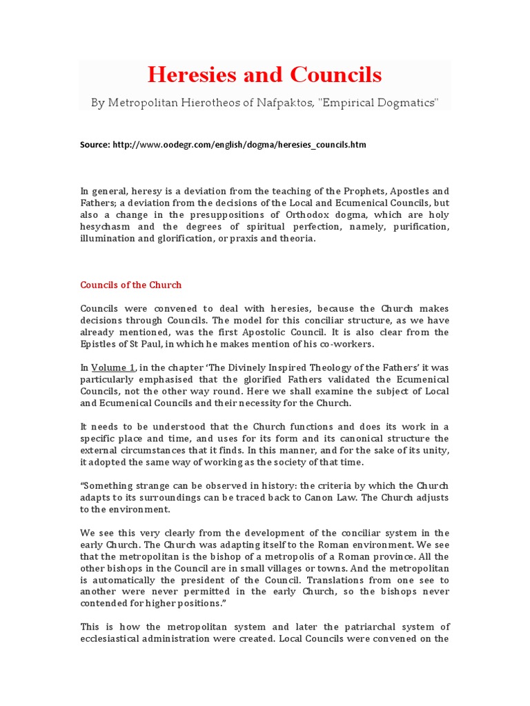 Heresies and Councils | PDF | Heresy | Eastern Orthodox Church