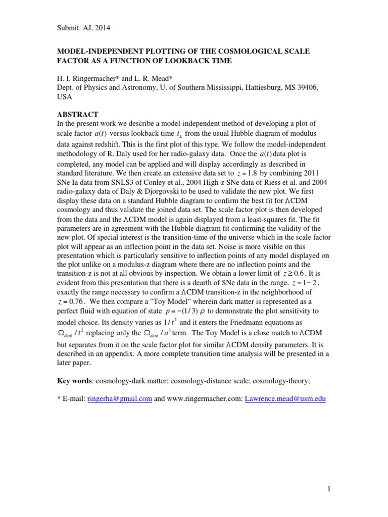 Scale Factor vs. Lookback Time Plot | PDF | Universe | Redshift