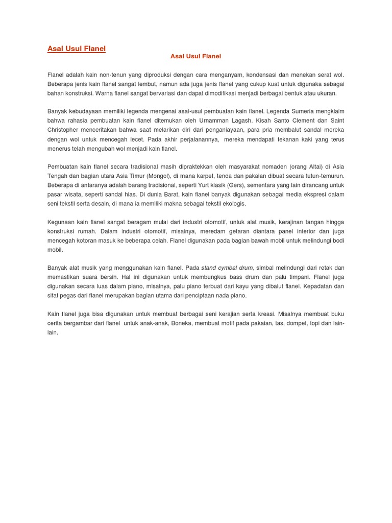 Asal Usul Flanel | PDF