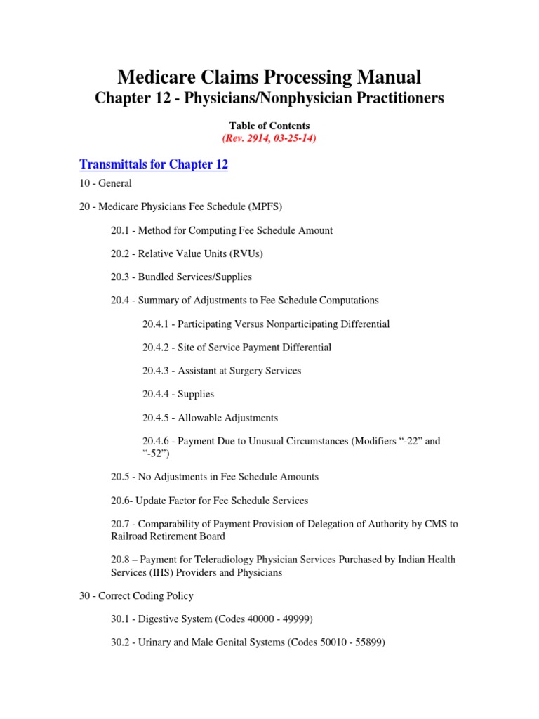 Medicare Claims Processing Manual: Chapter 12 - Physicians/Nonphysician ...